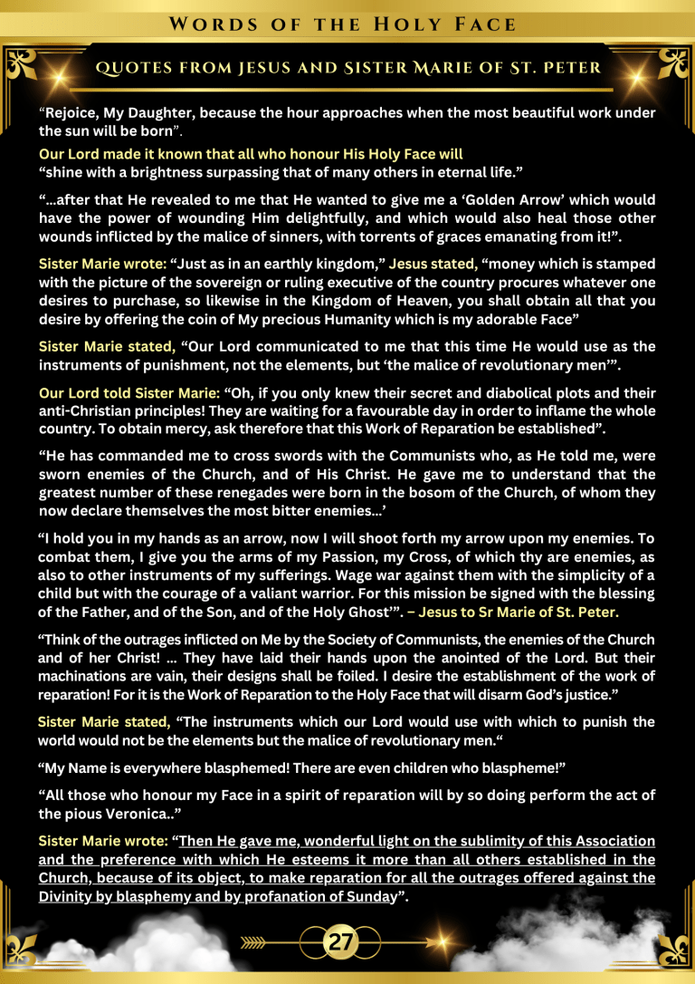 CATHOLIC ARROWS – The Holy Face Devotion as revealed by Jesus to Sister ...